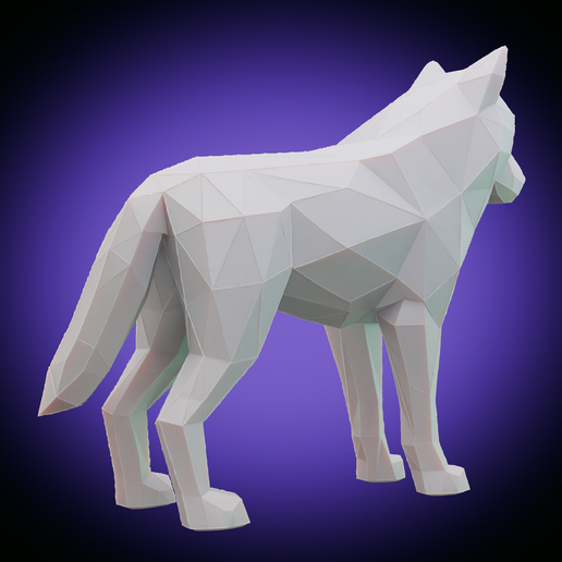 🐺 Low-Poly Wolf – Stylized Polygonal 3D Animal Model for Printing or ...