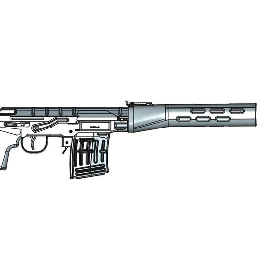 STEP file SVD Dragunov sniper rifle completely collapsible model 1:1 🔫 ...