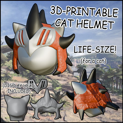 3D file Felyne Rathalos Helm (Simplified) 👹 ・3D printing design to ...