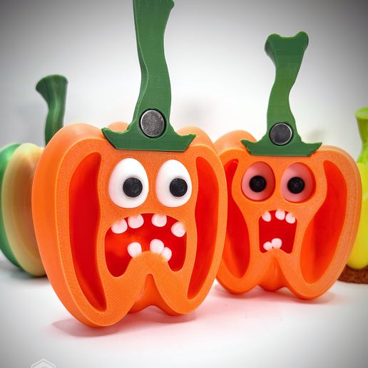 🔔 Screaming Bell Peppers + Keychains・ STL File for 3D printing・Cults