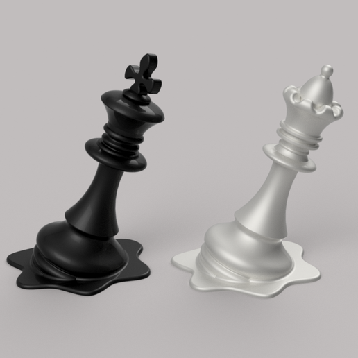 STL file melted chess king and queen 🫠 ・3D printer model to download・Cults