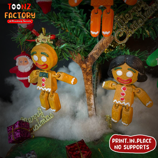 🎄 Flexi Cute Gingerbread Couples・Free STL File for ・Cults