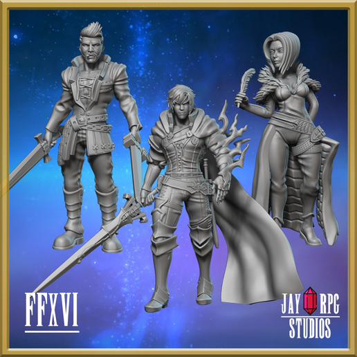 ☁️ FF16 Bundle - Clive, Cid, Benedikta - FFXVI [PRE-SUPPORTED]・ STL ...