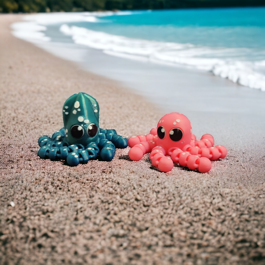 🐙 MINI FLEXI ARTICULATING OCTOPUS + CALAMARI ( SUPPORT FREE )・ 3D File ...