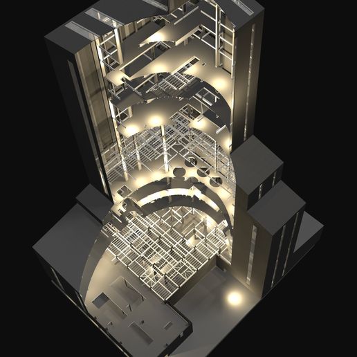STL file Industrial tower in curvy cutaway section 25i07 🏗️ (OBJ ...