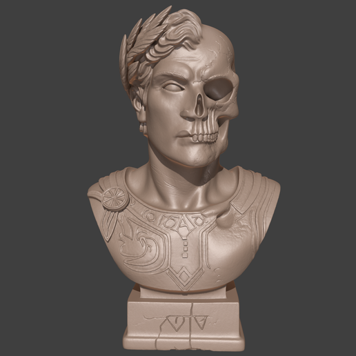 👤 Roman Warrior Death Bust - Half Skull Mythic STL Statue・ STL File for ...