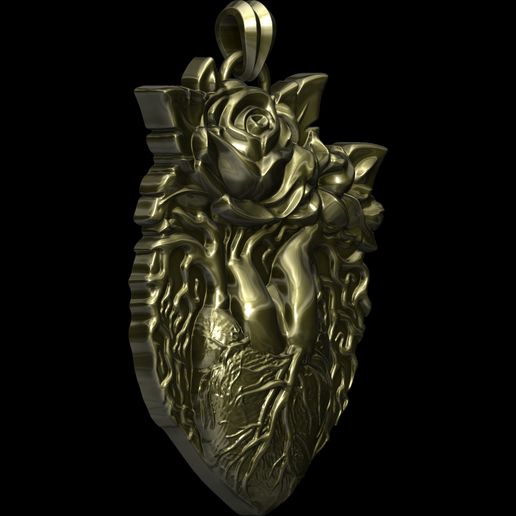 STL file Eternal Rose Heart Pendant Relief STL file for 3d printing or ...