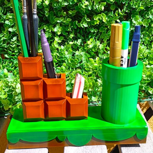 🏢 Mario Desk Organizer・Fichier STL pour Impression 3D・Cults