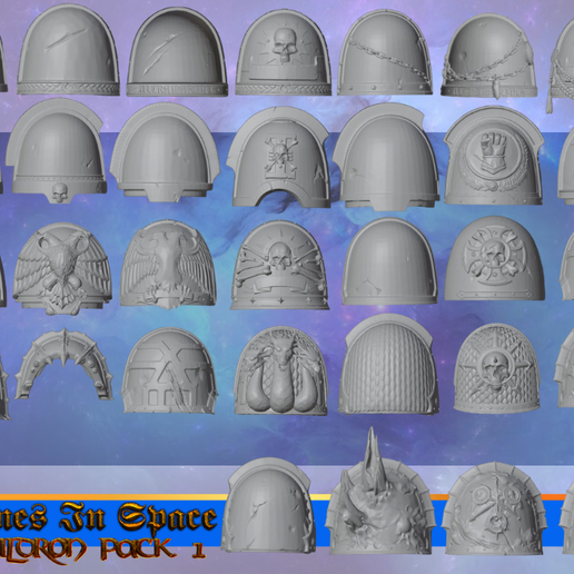 🎲 Marine Pauldron Pack・Archivo STL para Impresión 3D・Cults