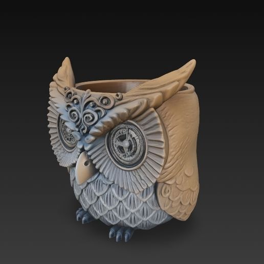 🦉 Steampunk Owl Planter: A Fusion of Mechanical and Natural Aesthetics ...