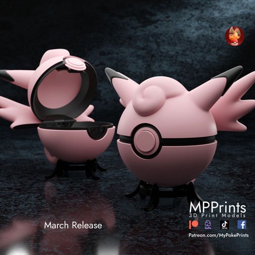 🧚 Clefable ball -fully functional・ 3D File for 3D printing・Cults