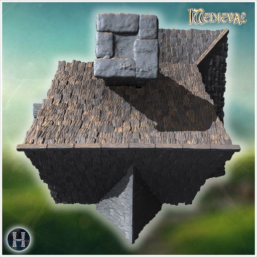 🏠 Large medieval house with steep roofs, timber framing, and stone ...