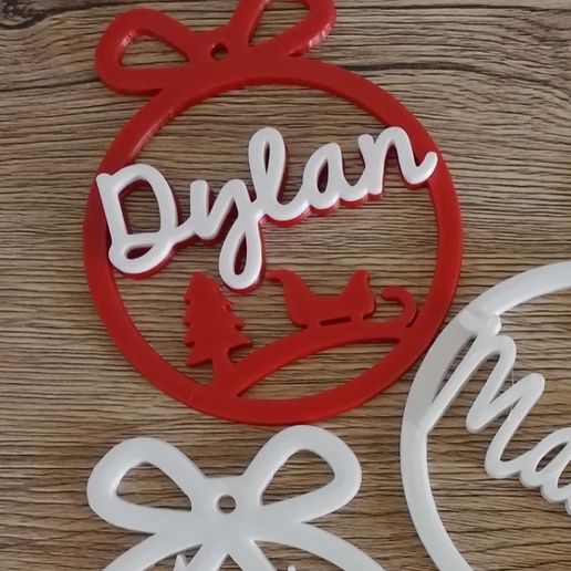 STL file 3 x Dylan, Merry Christmas, bauble 🎄 ・3D printer model to ...
