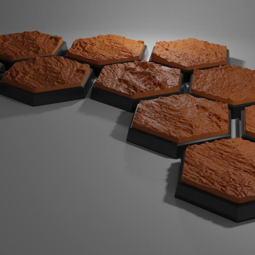 🏜️ 10x 35x30mm hex base with desert surface (battletech etc.)・ STL File ...