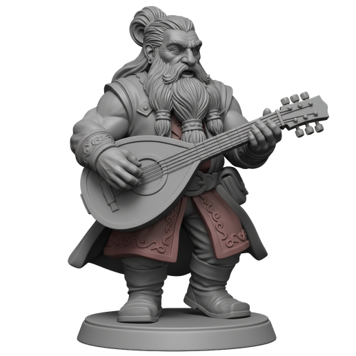 🎲 Dwarf Bard Miniature・ STL File for 3D printing・Cults