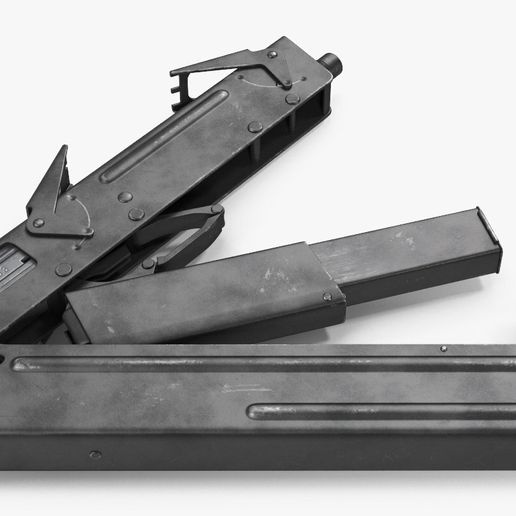 OBJ file Unique folding submachine gun model of 1990, exact copy in 1:1 ...