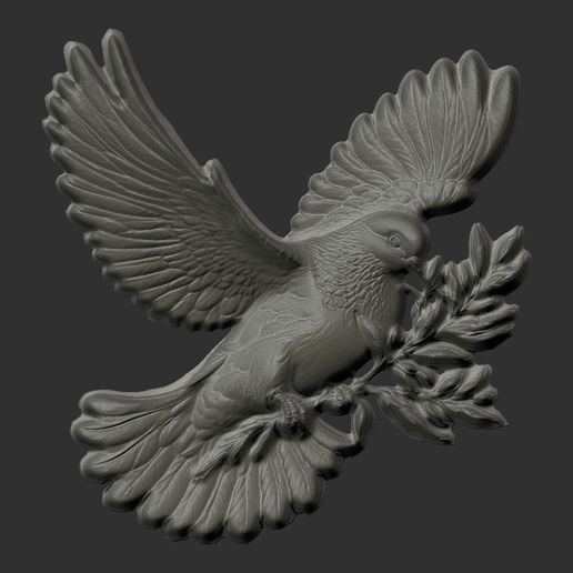 STL file white dove with olive branch cnc 🕊️ (OBJ)・Model to download ...