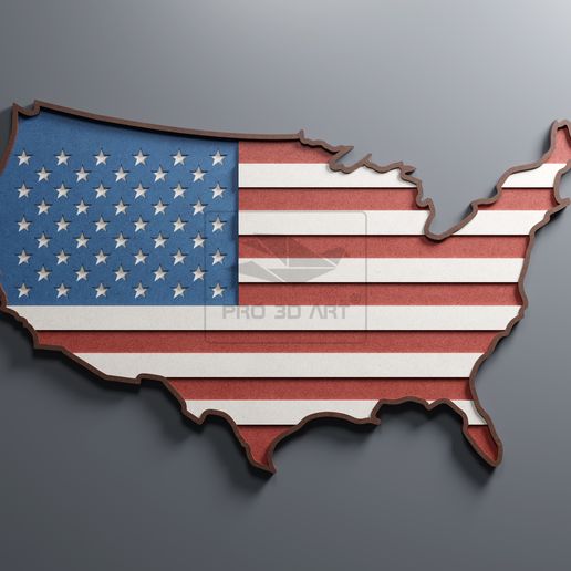 🇺🇸 USA Map and Flag - Multilayer Laser Cutting Files・ 3D File for CNC ...
