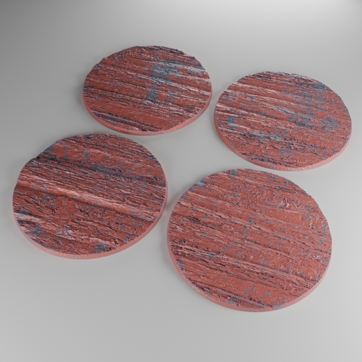 🏜️ 4x 100mm base with red desert surface (+toppers)・ STL File for 3D ...