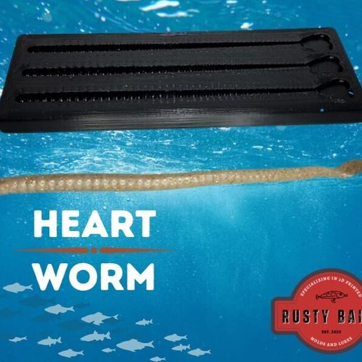 💜 heart worm 6 3/8 LURE MOLD・ 3D File for 3D printing・Cults