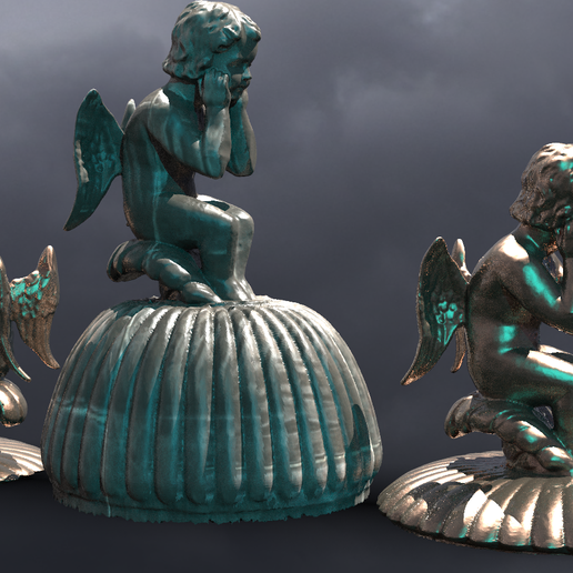 🗿 Cherub Sculpture on Baroque collection 1・ OBJ File for ・Cults