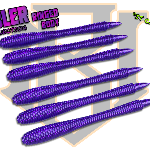 STL file The Ringed Body 4-inch Scribbler 6-Cavity Finesse Worm ...