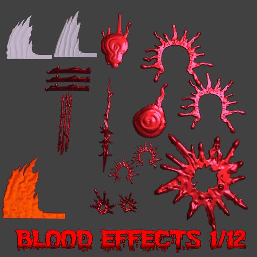 🩸 Blood Effects 1/12 Action Figures・ STL File for 3D printing・Cults