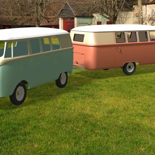 🚐 VW T2 STYLE TRAILER - Stretched 3600 mm Version・Free STL File for 3D ...