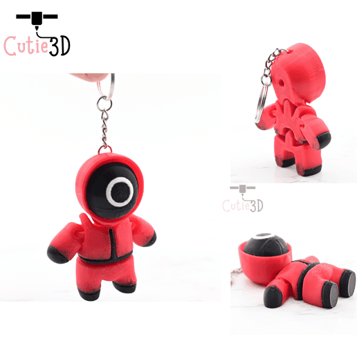 🦑 Cutie3D Articulated Squid Game Keycap Fidget Clicker Keychain - Cute ...