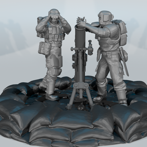 🎲 Mortar Squad unit - Astra Militarum - Cadian Regiment-type 3・Archivo 3D para Impresión 3D・Cults