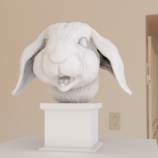 STL file bunny rabbit ears down mount mouth open bust stl 🐇 ・Template ...