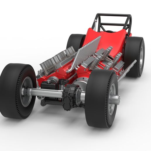 🚗 Vintage AWD Dragster Version 2 Scale 1:25・ 3D File for 3D printing・Cults