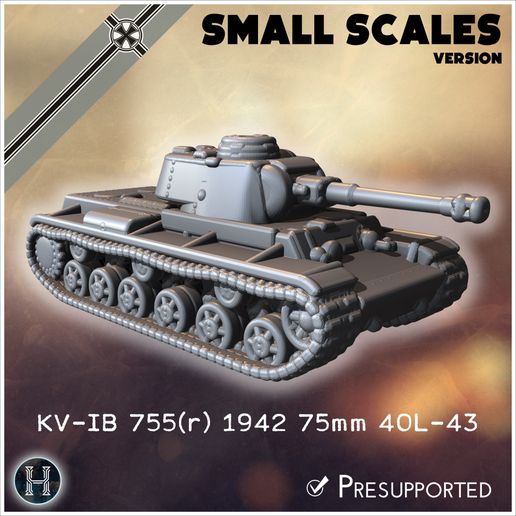 🤏 KV-IB 755(r) 1942 7.5cm Kwk 40L-43 Panzerkampfwagen (small scales ...