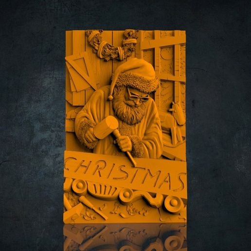 🎄 Christmas Santa Claus 3D STL Model for CNC Router, Artcam, Vetric ...