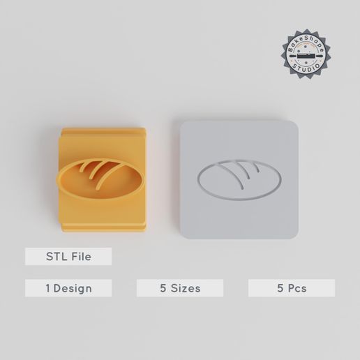🍞 Bread Roll Stamp Tile Set, 5 Motif Sizes for Clay & Cookies・ 3D File ...
