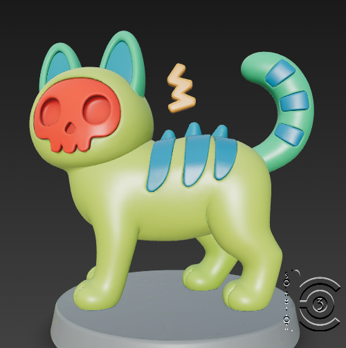 💀 Skully Cat - Neon Undead Familiar・ STL File for 3D printing・Cults