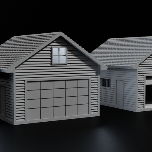 🏗️ N-Scale Basic Garage - 1:160 Scale STL Files・ STL File for ・Cults