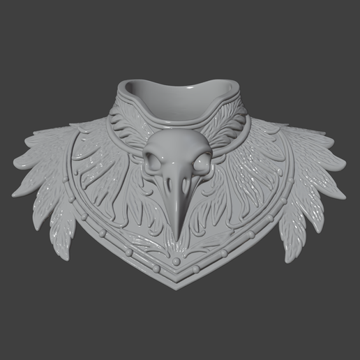 🖤 Gothic Crow Feathered Gorget・ STL File for 3D printing・Cults