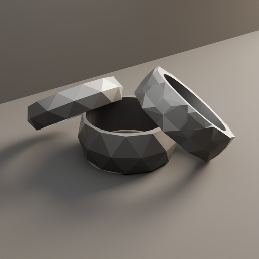 💍 Low poly Rings / Anillos tipo low poly・ STL File for 3D printing・Cults