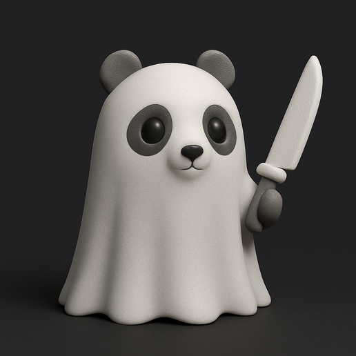 👻 Funny Ghost Panda with Knife・ STL File for 3D printing・Cults