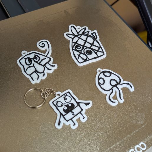🧽 SpongeBob Stroke Keychains | Frankendoodle・ STL File for 3D printing ...