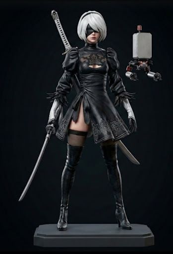 🤖 2B & Pod 042 (Classic Edition) - NieR: Automata 3D Print Statue・ STL ...
