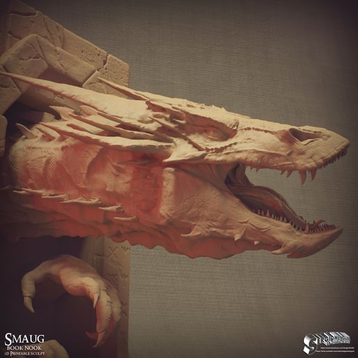 🐉 Smaug Dragon Emerging Nook Book Nook 3D Printable Diorama・ 3D File ...