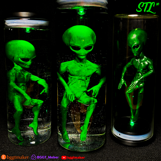 STL file GREEN ALIEN UFO 3D PRINT FIGURE Alien in Jar ART 👽 ・3D ...