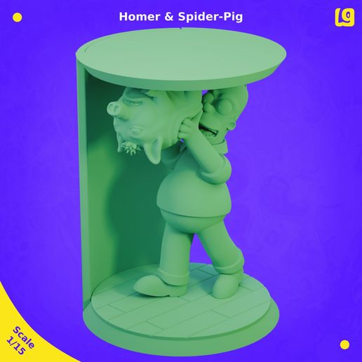 3D file Homer Simpson and Spider-Pig FanArt by Luga3D 🕷️ ・3D print ...