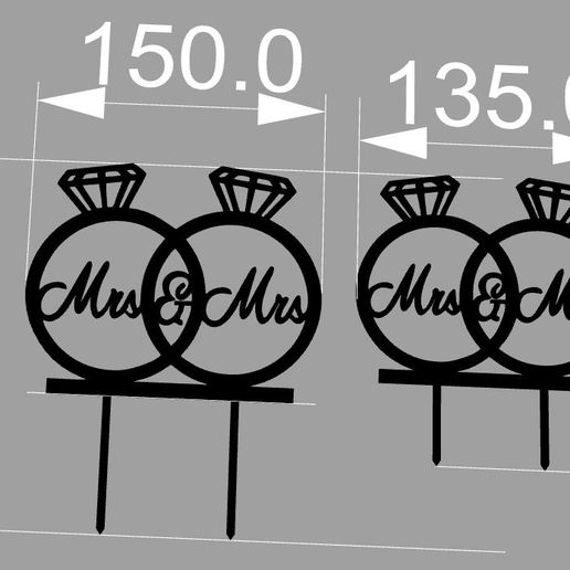 Archivo STL TOPPER ANILLOS MRS & MRS 💒 ・Objeto imprimible en 3D para ...