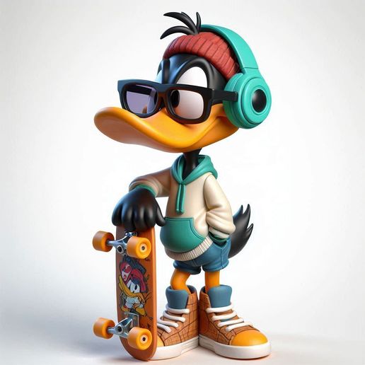 🦆 Urban Vibes / Urban daffy duck skateboard/ art toy / magic makes・ STL File for 3D printing・Cults