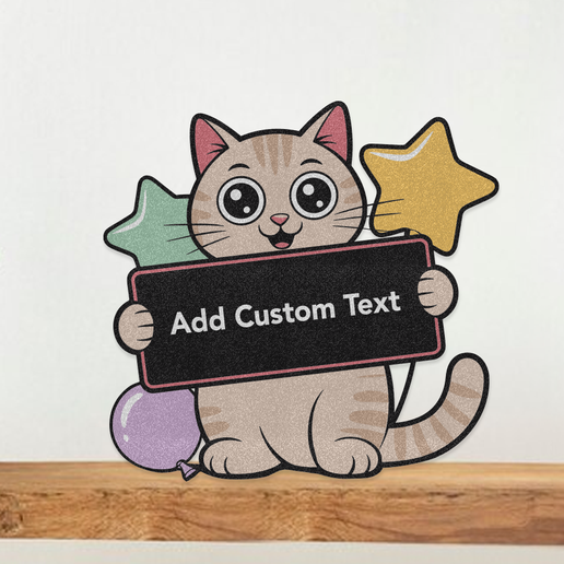 🥳 Party Cat Sign - Custom Text・ 3MF File for 3D printing・Cults