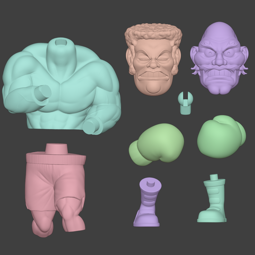 👨‍🦲 Bald Bull and Mr Sandman Punch Out・ 3D File for 3D printing・Cults