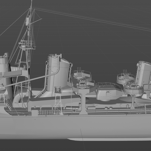 🚢 Modelo digital do contratorpedeiro da classe "Yugumo・Arquivo OBJ para ...